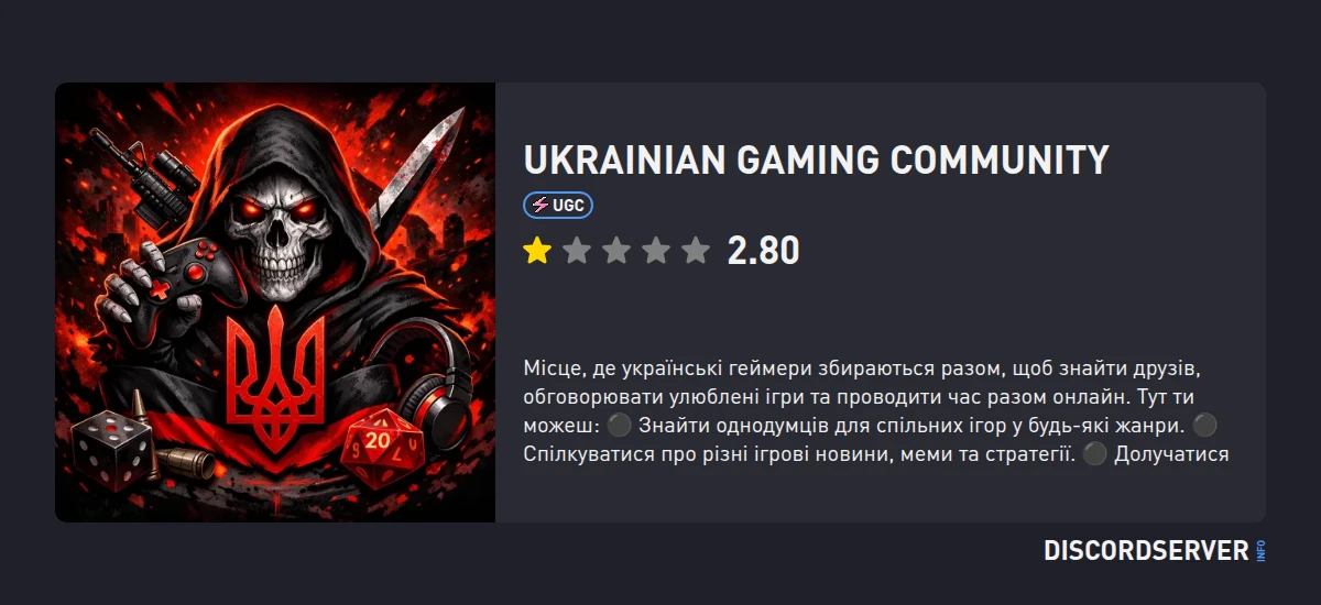 Ukrainian gaming community — мониторинг Discord сервера, статистика и ...