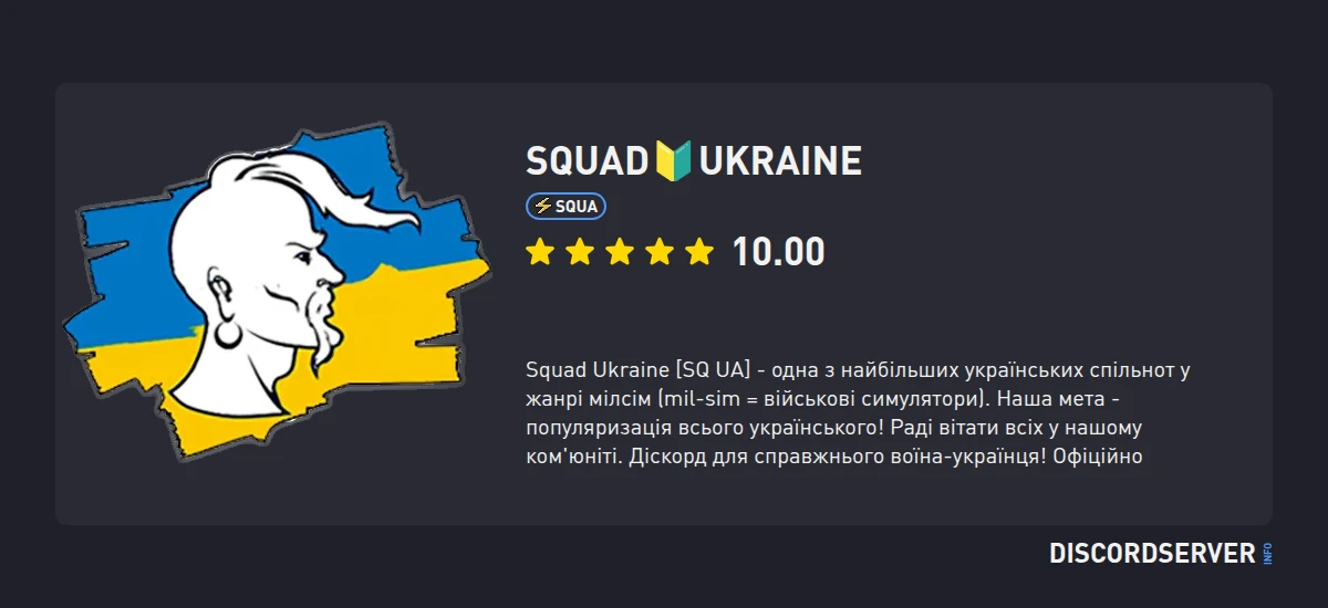 SQUAD🔰UKRAINE — мониторинг Discord сервера, статистика и рейтинг